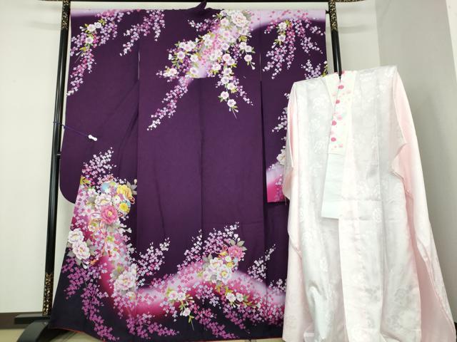 平和屋着物●豪華振袖　長襦袢(無双仕立て・半衿刺繍)セット　花手毬　暈し染め　金彩　正絹　逸品　DABA1085ps