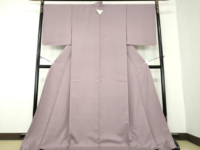 平和屋着物●上質な色無地　霞地紋　鳩羽色　ロング丈　正絹　逸品　未使用　DABA1101ps