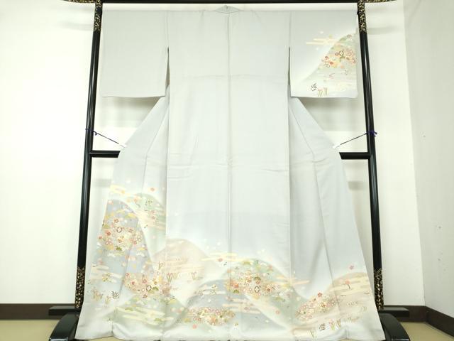 平和屋着物●訪問着　駒刺繍　雲取り宝尽くし花文　暈し染め　金彩　ロング丈　正絹　逸品　DABA1130ps