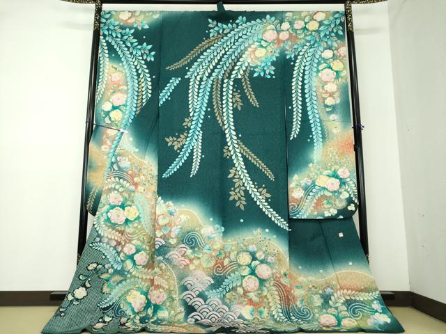 平和屋着物●豪華振袖　作家物　絞り　辻が花　暈し染め　金彩　銀通し地　正絹　逸品　DABA1133ps