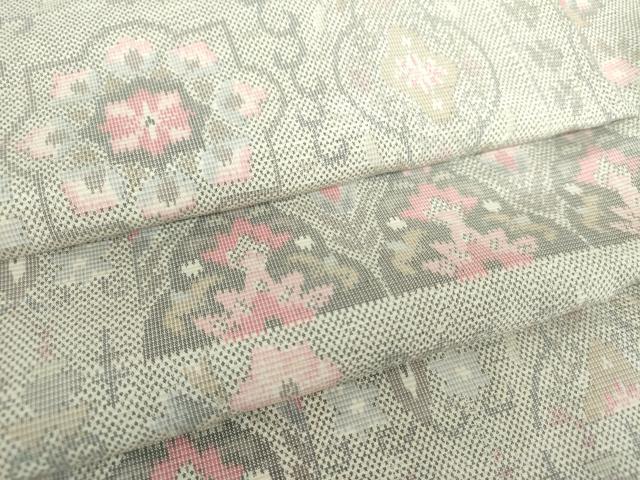 平和屋着物●上質な紬　更紗花文　正絹　逸品　DABA1138ps