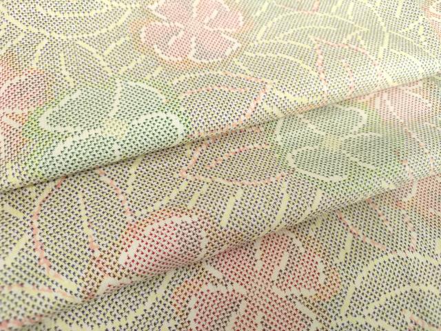 平和屋着物●本場大島紬　白大島　7マルキ　草花文　正絹　逸品　DABA1152ps