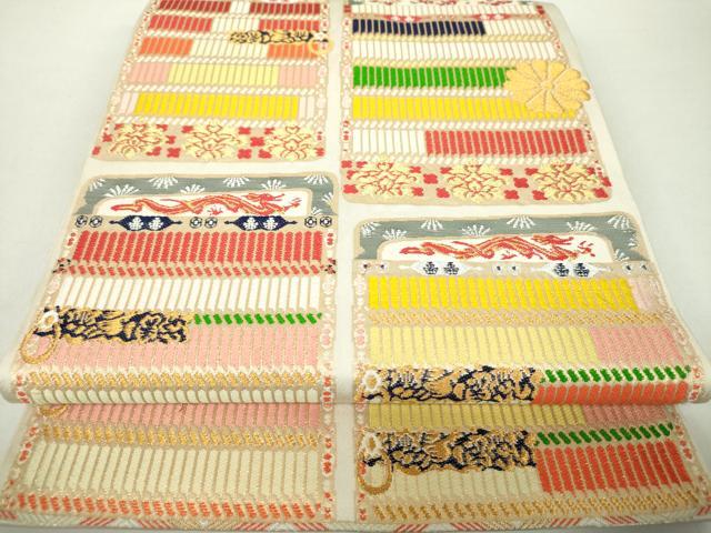 平和屋着物●六通柄　本袋帯　龍村平蔵柄　源氏鎧　金銀糸　正絹　逸品　DABA1204ps