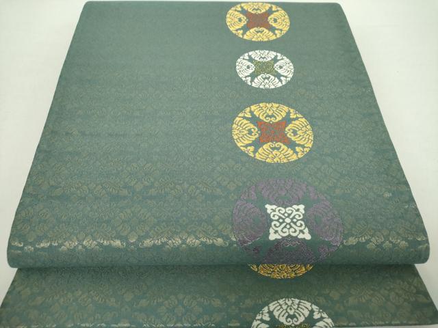 平和屋着物●六通柄袋帯　花丸文　金糸　正絹　逸品　DABA1224ps