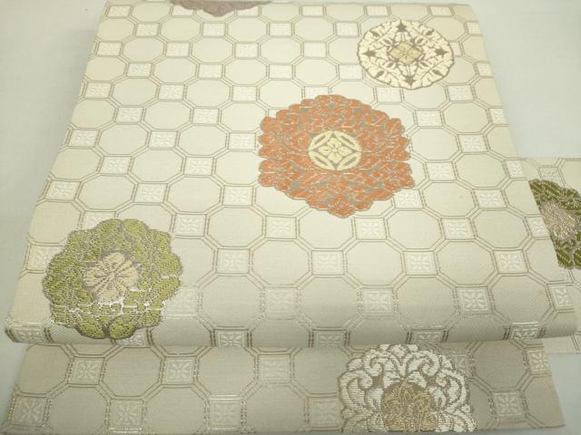 平和屋着物●九寸名古屋帯　唐織　蜀江花文　金銀糸　正絹　逸品　DABA1249ps