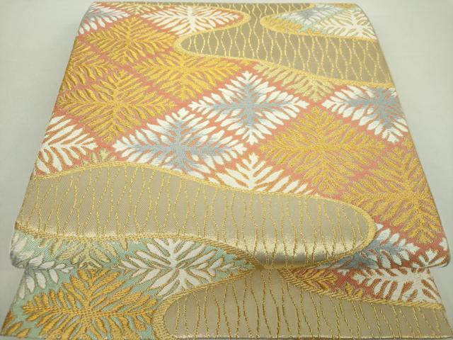 平和屋着物●皇室献上作家　北出与三郎　六通柄　本袋帯　唐織　瑞雲古希菱文　金糸　正絹　逸品　DABA1259ps