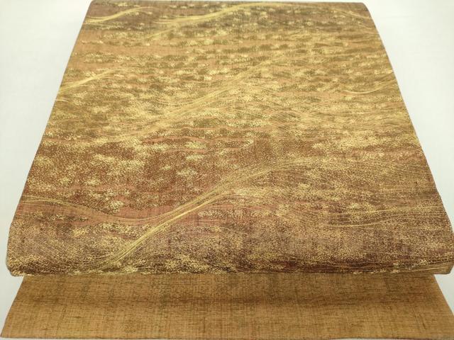 平和屋着物●名門　しょうざん　生紬　紙屋川伝承　絹漉貴　太鼓柄袋帯　霞文　金糸　正絹　逸品　DABA1288ps