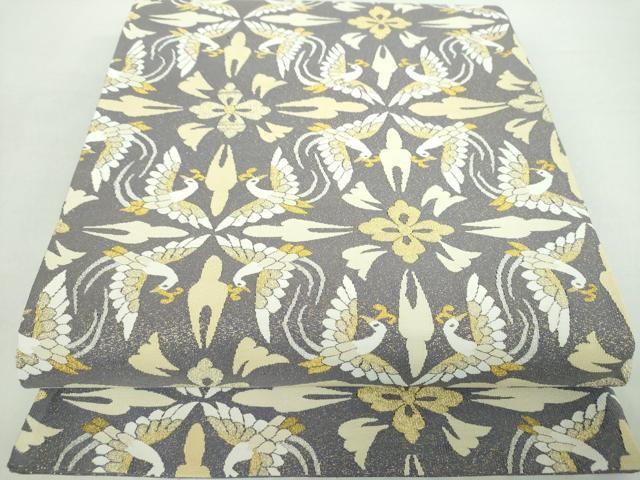 平和屋着物●爪掻き本綴れ　六通柄袋帯　花鳥菱文　金銀糸　正絹　逸品　DABA1305ps