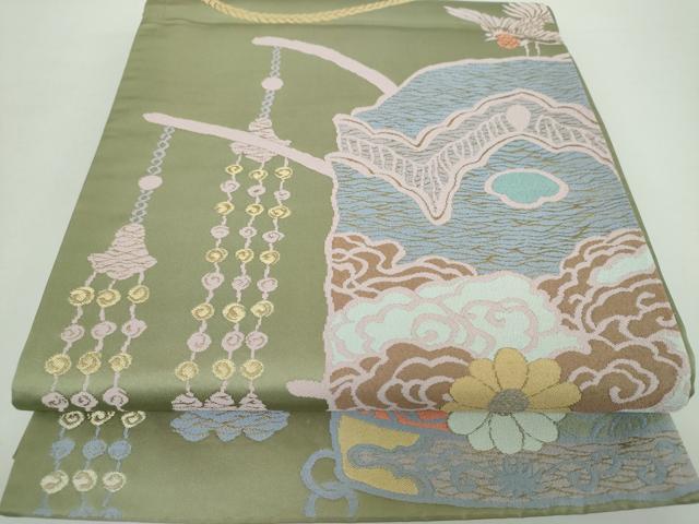 平和屋着物●世界的人形師　辻村寿三郎　ジュサブロー　六通柄袋帯　鐘　金糸　正絹　逸品　DABA1311ps