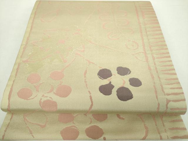 平和屋着物●六通柄袋帯　草花文　金糸　正絹　逸品　DABA1322ps