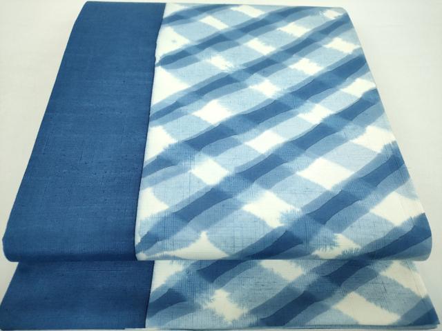 平和屋着物●全通柄袋帯　紬地　菱間道　正絹　逸品　DABA1324ps