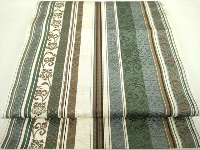 平和屋着物●本場筑前博多織　八寸名古屋帯　花間道　正絹　逸品　DABA1331ps