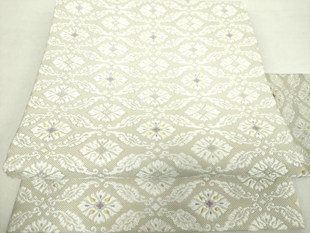 平和屋着物●九寸名古屋帯　唐織　花菱文　金銀糸　正絹　逸品　DABA1337ps