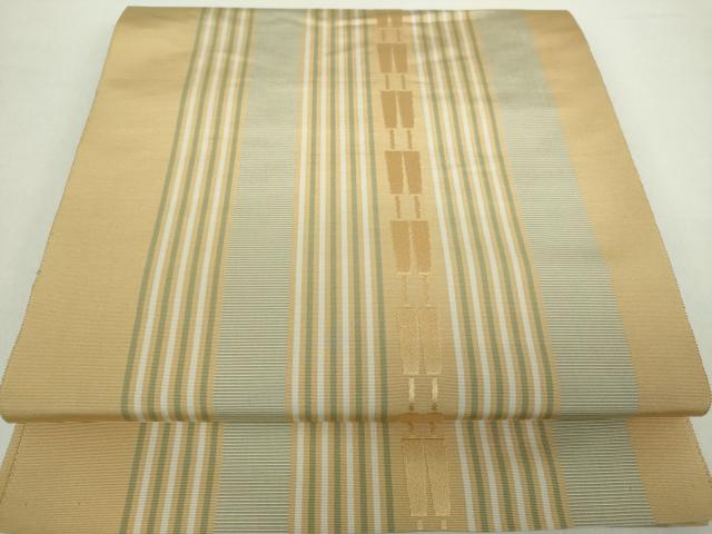 平和屋着物●本場筑前博多織　八寸名古屋帯　間道　正絹　逸品　DABA1339ps