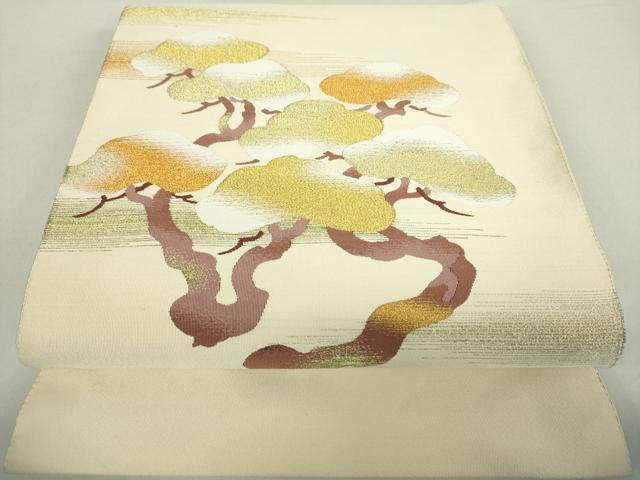 平和屋着物●爪掻き本綴れ　八寸名古屋帯　松文　金糸　正絹　逸品　DABA1347ps