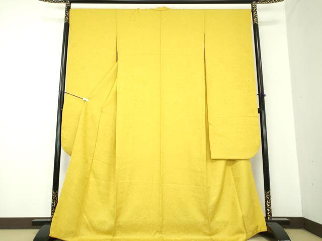 平和屋着物●豪華振袖　辻が花地紋　色無地　芥子色　正絹　逸品　DABA1400ps