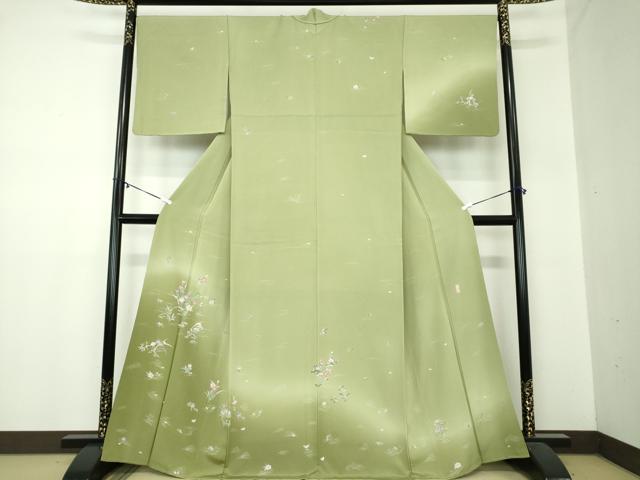 平和屋着物●訪問着　友禅　作家物　草花文　暈し染め　正絹　逸品　DABA1410ps