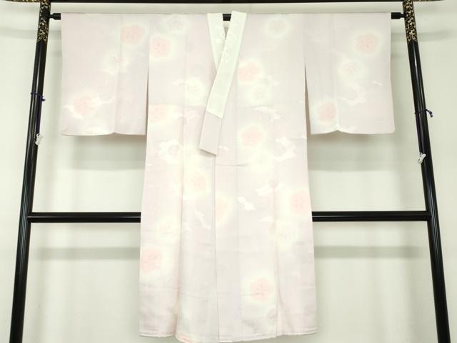 平和屋着物●上質な長襦袢　袷　半衿刺繍　舞梅　雲取り菊地紋　暈し染め　正絹　逸品　DABA1433ps