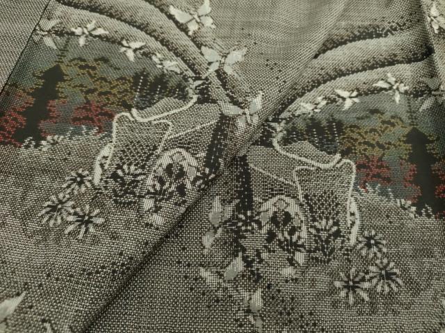 平和屋着物●本場大島紬　9マルキ　総絣　御所車風景花文　正絹　逸品　DABA1459ps