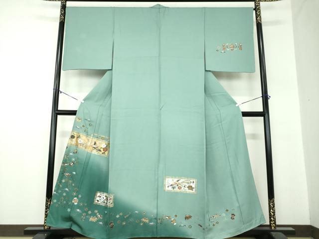 平和屋着物●訪問着　宝尽くし　更紗鳳凰花文　暈し染め　金銀彩　正絹　逸品　DABA1480ps