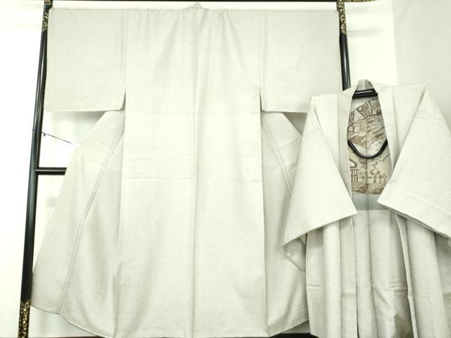 平和屋着物●男性　髭紬　アンサンブル　キングサイズ　長羽織　120亀甲　総詰め　正絹　逸品　DABA1490ps