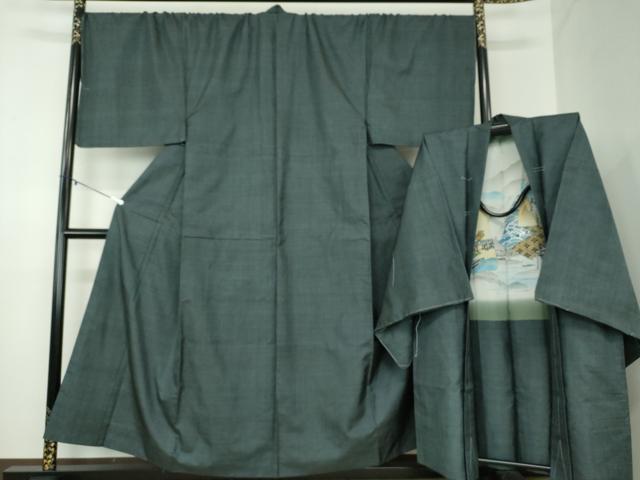 平和屋着物●男性　本場大島紬　アンサンブル　キングサイズ　長羽織　100亀甲　総詰め　正絹　逸品　DABA1494ps