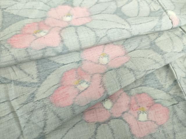 平和屋着物●小千谷紬　草花文　正絹　逸品　未使用　DABA1510ps