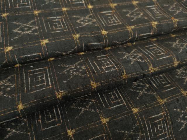 平和屋着物●上質な紬　格子　正絹　逸品　DABA1514ps