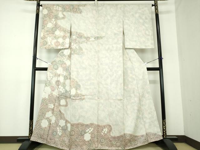 平和屋着物●訪問着　総絞り　霞菊文　正絹　逸品　DABA1561ps