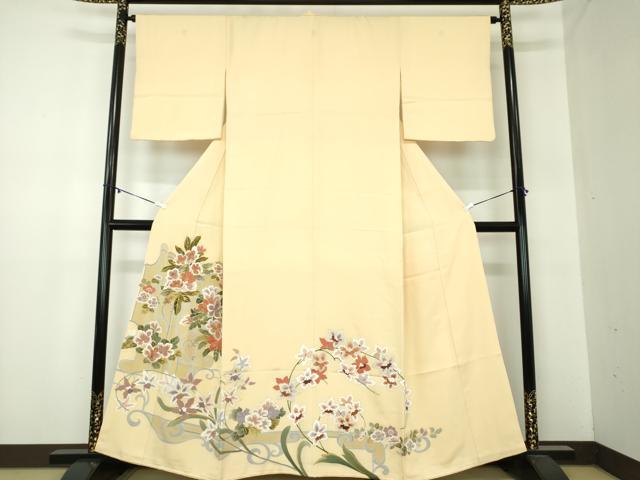 平和屋着物●豪華色留袖　刺繍　草花文　金彩　正絹　逸品　DABA1574ps