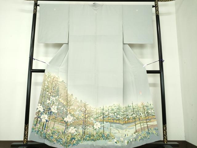 平和屋着物●京加賀友禅　松本健一　色留袖　花鳥風景　水芭蕉　暈し染め　正絹　逸品　DABA1576ps