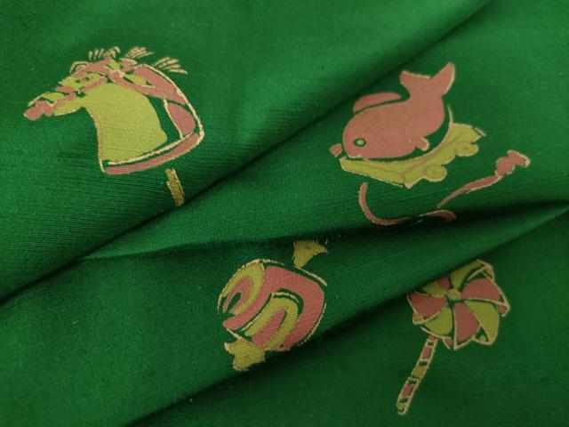 平和屋着物●上質な長襦袢　無双仕立て　お召縮緬　玩具文様　金彩　正絹　逸品　未使用　DABA1608ps