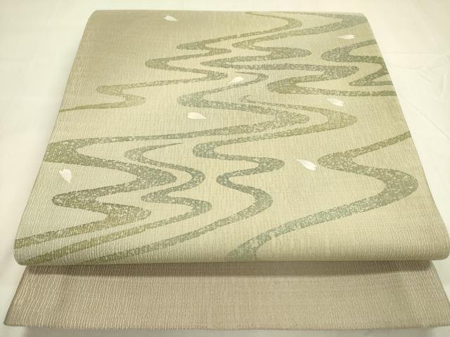 平和屋着物●太鼓柄袋帯　作家物　舞桜　正絹　逸品　DABA6027op