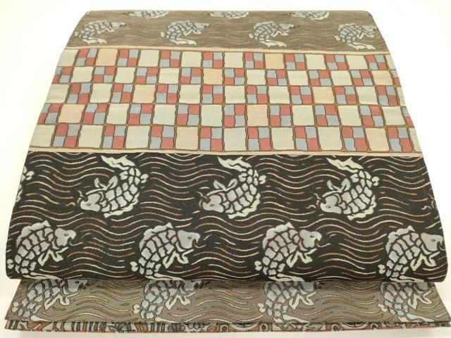 平和屋着物●両方向　両面全通柄袋帯　荒磯　やまと誂製　正絹　逸品　未使用　DABA6050op