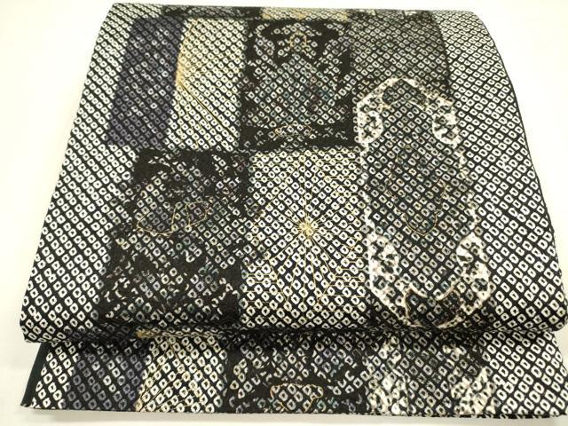 平和屋着物●全通柄袋帯　抽象文様　金彩　正絹　逸品　DABA6052op