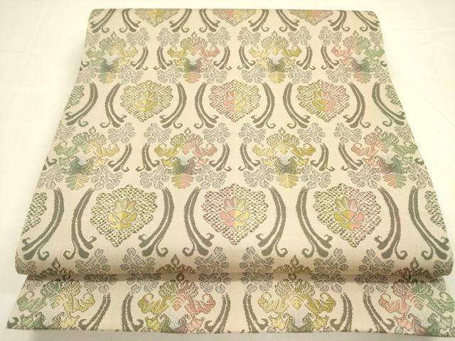 平和屋着物●全通柄袋帯　草花　正絹　逸品　未使用　DABA6060op