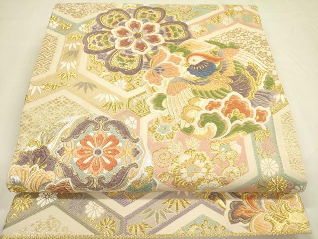 平和屋着物●六通柄袋帯　唐織　豊彩聚宝文　金銀糸　正絹　逸品　DABA6061op