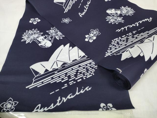 平和屋着物∴夏物　浴衣　反物　着尺　オーストラリア　オペラハウス　コアラ　綿　逸品　未使用　DABA7039zzz