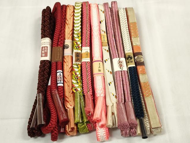 平和屋着物●和装小物　帯締め10本セット　佐賀錦　手組紐　組紐　冠組　めいくやまと　東急・三越　全て正絹　逸品　未使用　DABA7051zzz