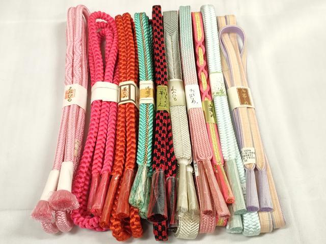 平和屋着物●和装小物　帯締め10本セット　組紐　笹浪組　金糸　全て正絹　逸品　未使用　DABA7052zzz