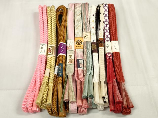 平和屋着物●和装小物　帯締め10本セット　手組紐　高麗組　笹浪組　亀甲柄　さが美・松坂屋扱い　全て正絹　逸品　未使用　DABA7055zzz