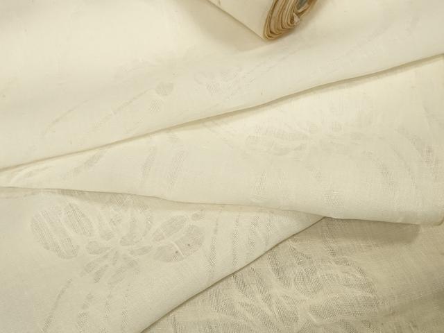 平和屋着物＊夏物　長襦袢　反物　着尺　本麻翆紗　流水菖蒲紋紗　小千谷織物謹製　麻　逸品　未使用　DABA7115zzz