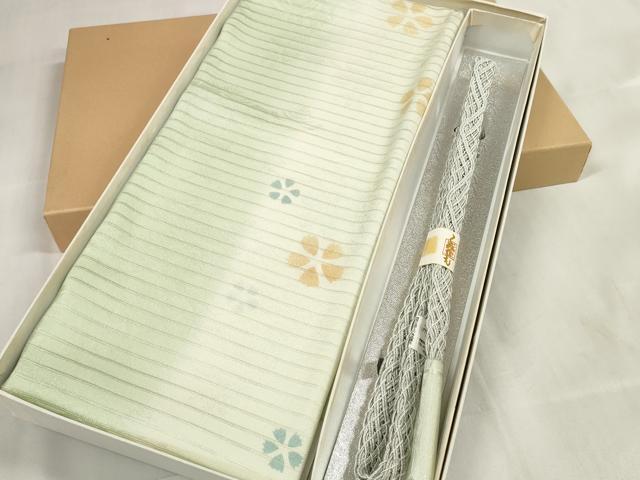 平和屋着物＊夏物　和装小物　帯締め・帯揚げセット　絽　桔梗地紋　撫子　組紐　銀糸　全て正絹　逸品　未使用　DABA7121zzz