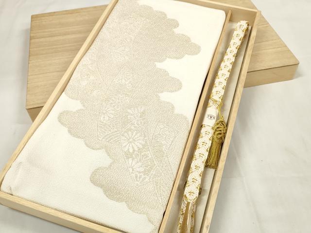 平和屋着物●和装小物　帯締め・帯揚げセット　礼装用　短冊花文　金糸　亀房付き　逸品　未使用　DABA7291zzz