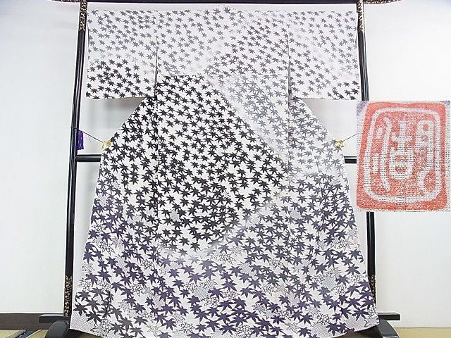 平和屋本店■極上　十日町　名門　滝泰謹製　訪問着　絞り　楓文　反端付き　逸品　未使用　DZAA0515kh4