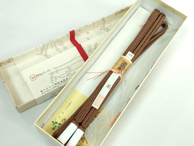平和屋本店■極上　有職組紐道明　帯締め　冠組　茶色　宮内庁御用　国立博物館御用　東京芸術大学御用　逸品　未使用　DZAA10750kh5