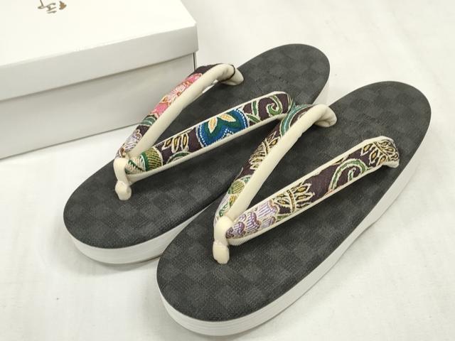 平和屋本店■京都染織メーカー・貴久樹謹製　和装小物　草履　鼻緒：花唐草文　履物　逸品　未使用　DZAA10822kh5