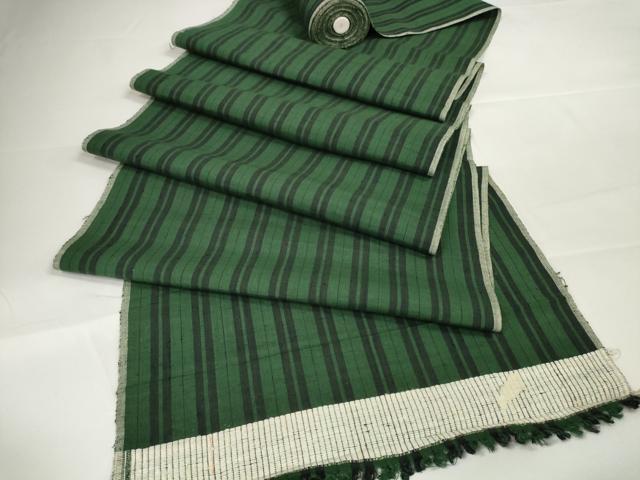 平和屋本店■極上　本場結城紬　重要無形文化財　反物　着尺　縞　逸品　未使用　DZAA10967kh5