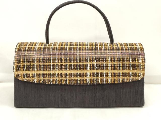 平和屋本店■和装小物　和装バッグ　ハンドバッグ　ツイード　金糸　逸品　未使用　DZAA10975kh5