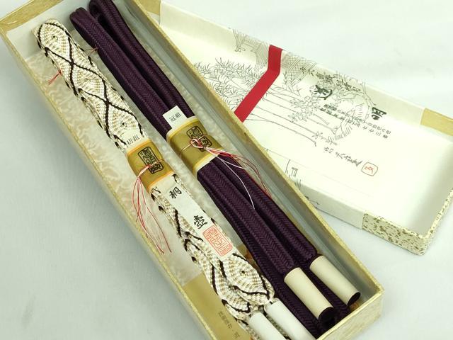 平和屋本店■極上 有職組紐道明 帯締2本 冠組：紫紺色 唐組：桐壺 宮内庁御用 国立博物館御用 東京芸術大学御用 逸品 未使用 DZAA10984kh5